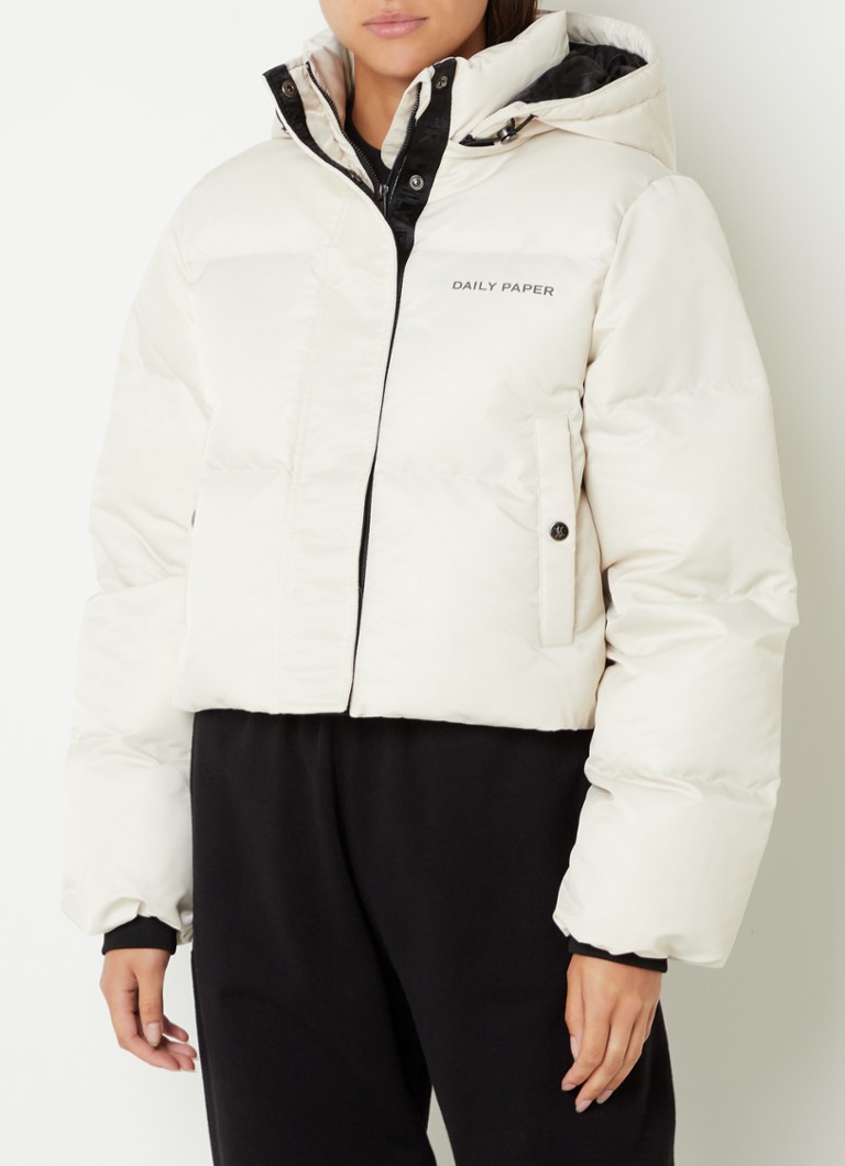 Daily Paper Epuffa puffer jack met afneembare capuchon • Creme • de ...