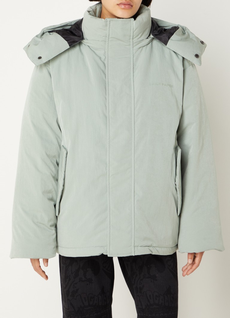 Daily Paper Joel puffer jack met afneembare capuchon • Lichtgroen • de ...