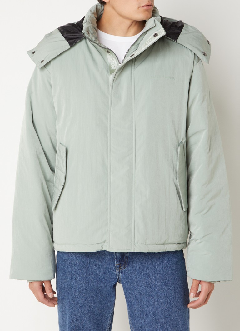 Daily Paper Joel puffer jack met logo en afneembare capuchon • Mint ...
