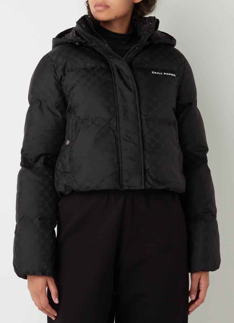Daily Paper Monogram cropped puffer jas met afneembare capuchon en ...