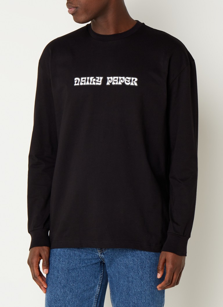 Daily Paper Petras longleeve met logoprint • Zwart • de Bijenkorf