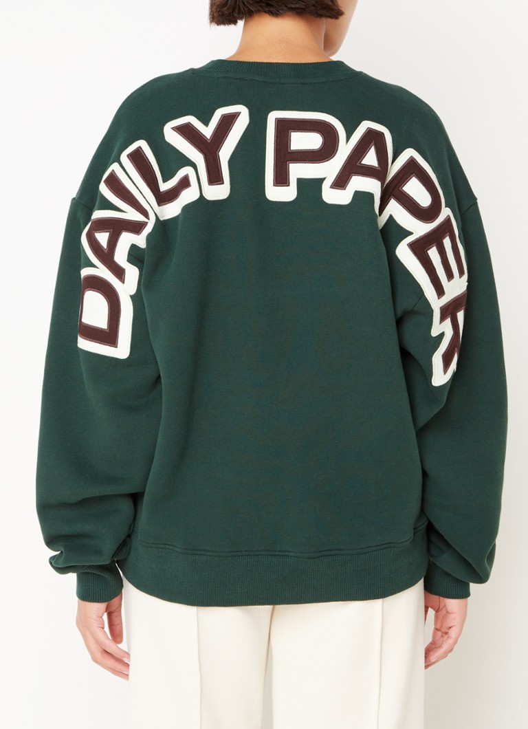 Daily Paper Ragla sweater met logoborduring • Donkergroen • de Bijenkorf
