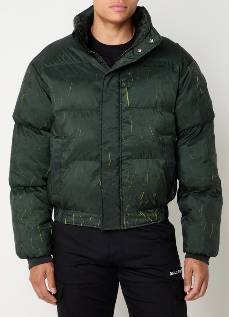 Daily Paper Renako puffer jack met print • Bronsgroen • de Bijenkorf