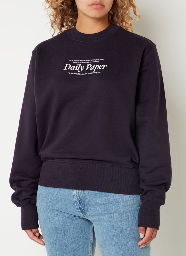 Daily Paper Rosie sweater met logoprint • Donkerblauw • de Bijenkorf