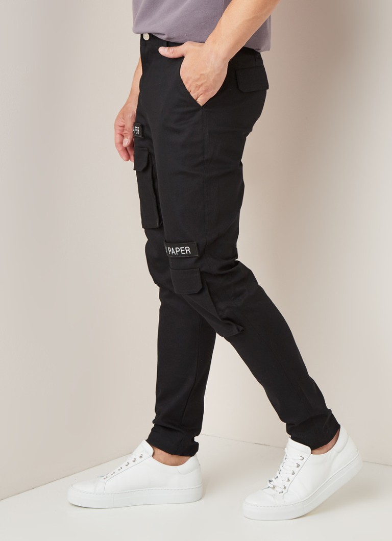 Daily Paper Slim fit cargo broek met merkembleem • Zwart • de Bijenkorf