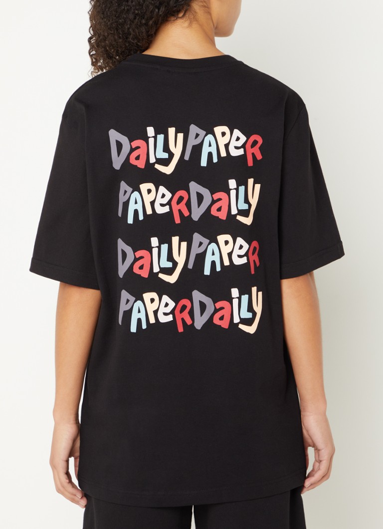 Daily Paper T-shirt met logo- en backprint • Zwart • de Bijenkorf