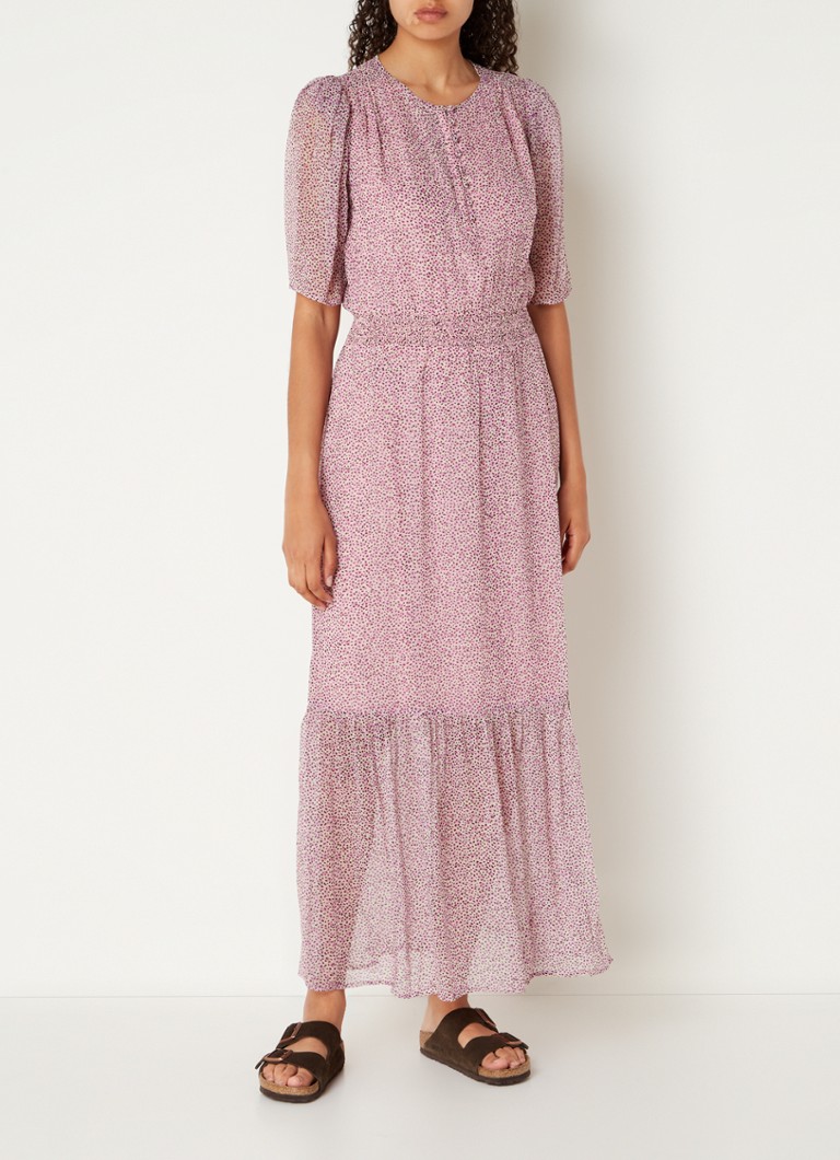 Dante 6 Enika maxi jurk met pofmouw en print • Roze • de Bijenkorf