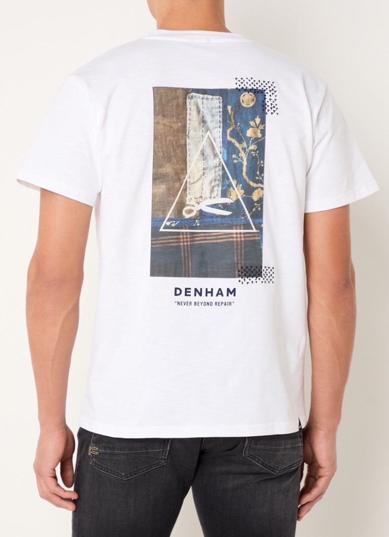 Denham Boro T-shirt met logo- en backprint • Wit • de Bijenkorf