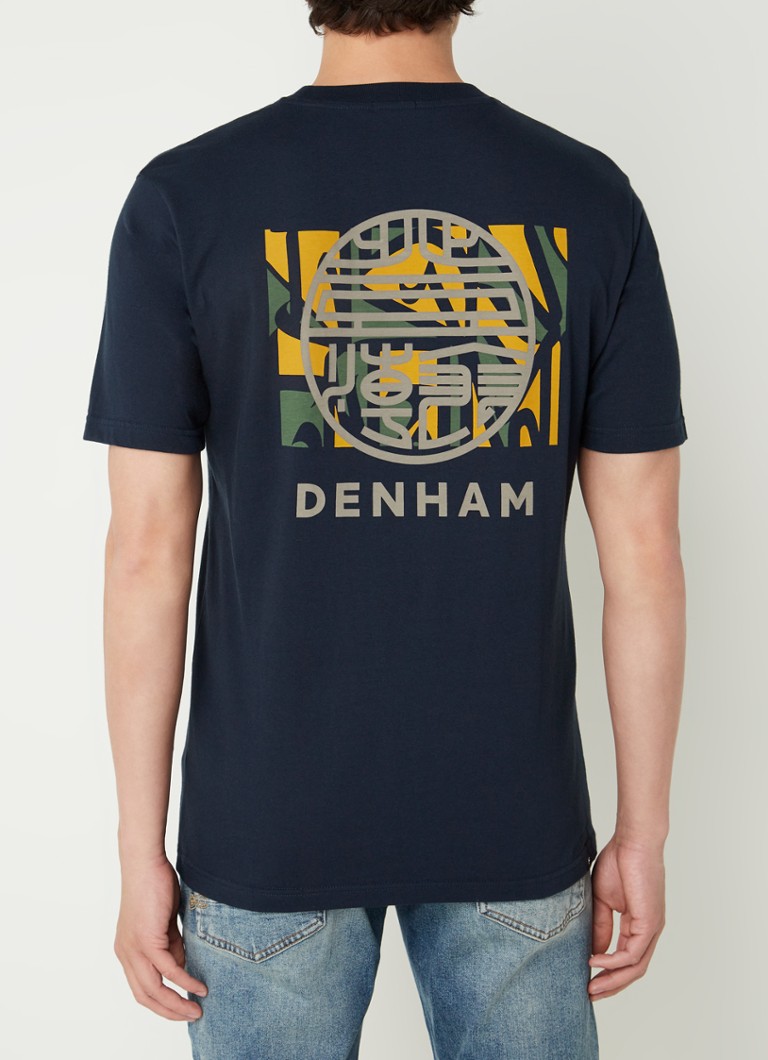 Denham Motif T-shirt met logo- en backprint • Indigo • de Bijenkorf