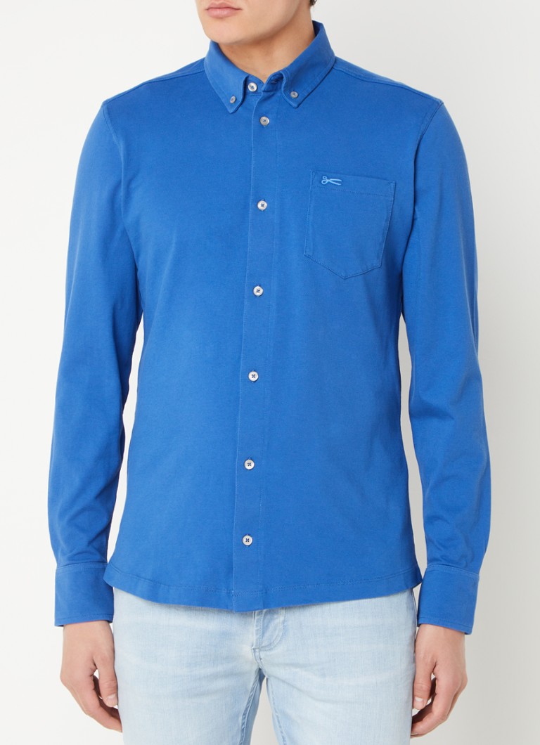 Denham Slim fit overhemd van piqué katoen • Kobaltblauw • de Bijenkorf