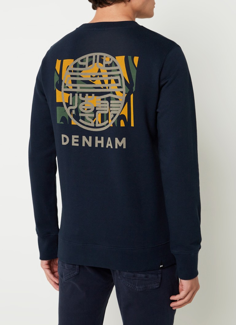 Denham Sweater met logo- en backprint • Blauw • de Bijenkorf