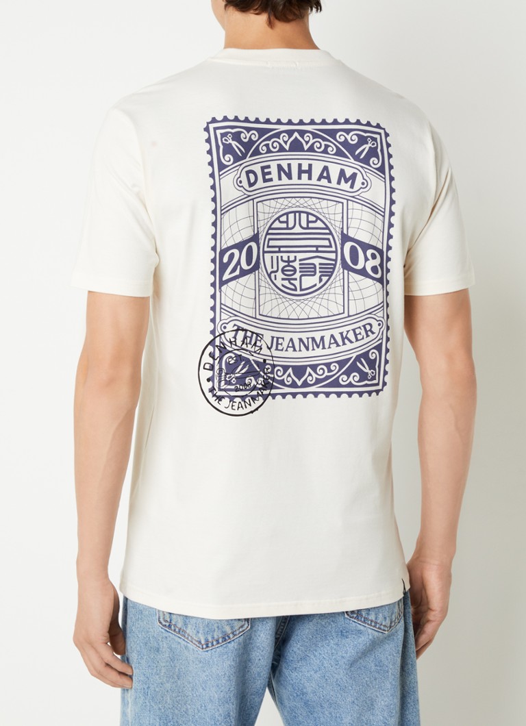 Denham T-shirt met logo- en backprint • Ivoor • de Bijenkorf