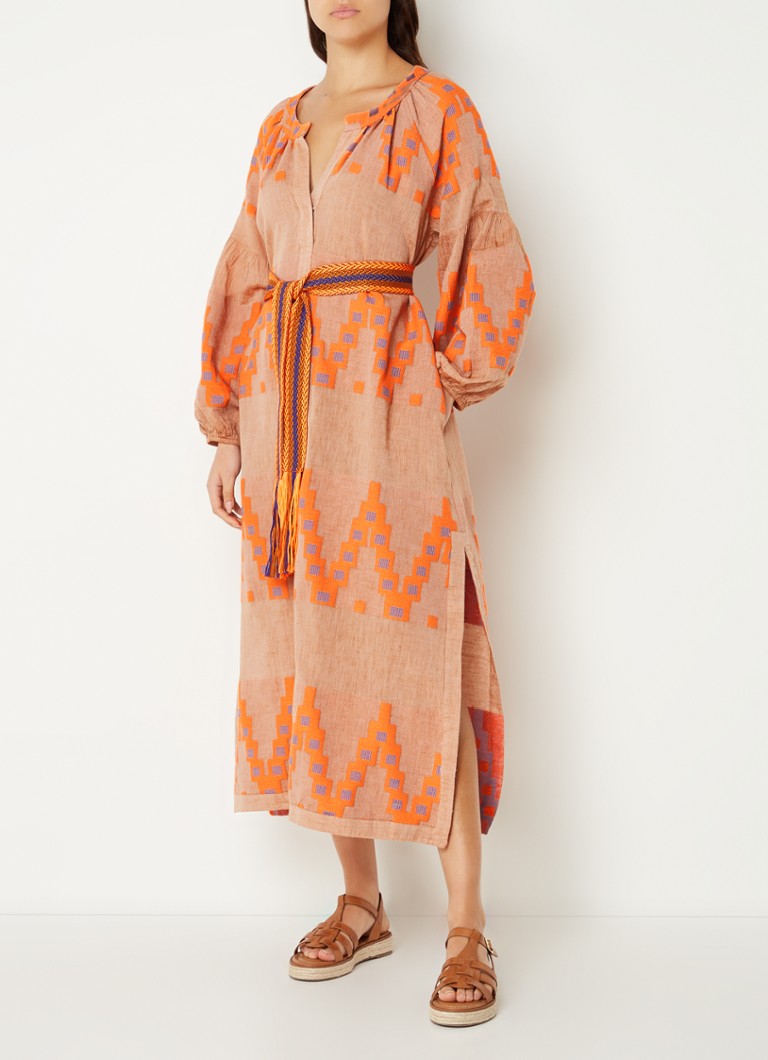 Devotion Korali maxi strandjurk met zijsplitten en strikceintuur ...