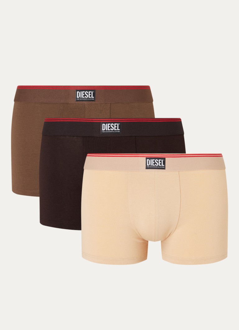 Diesel Boxershorts met logoband in 3-pack • Donkerbruin • de Bijenkorf