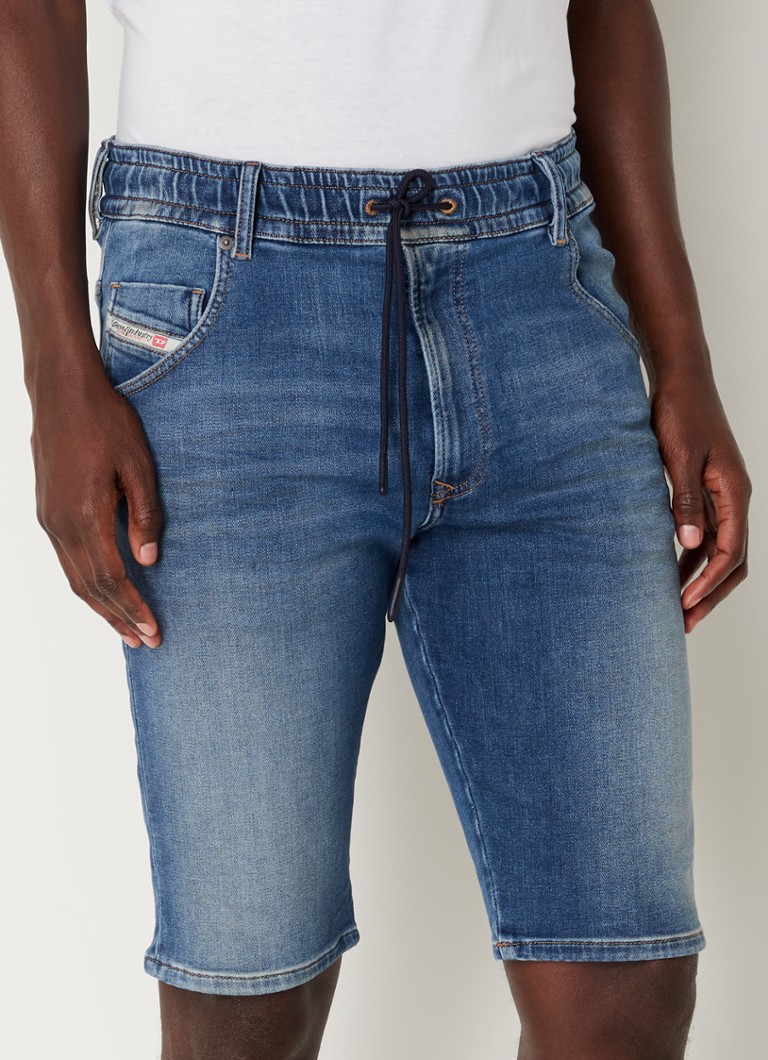 Diesel D-Krooshort skinny fit korte broek van denim met trekkoord ...