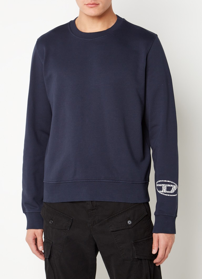 Diesel Ginn-D sweater met logo- en backprint • Blauw • de Bijenkorf