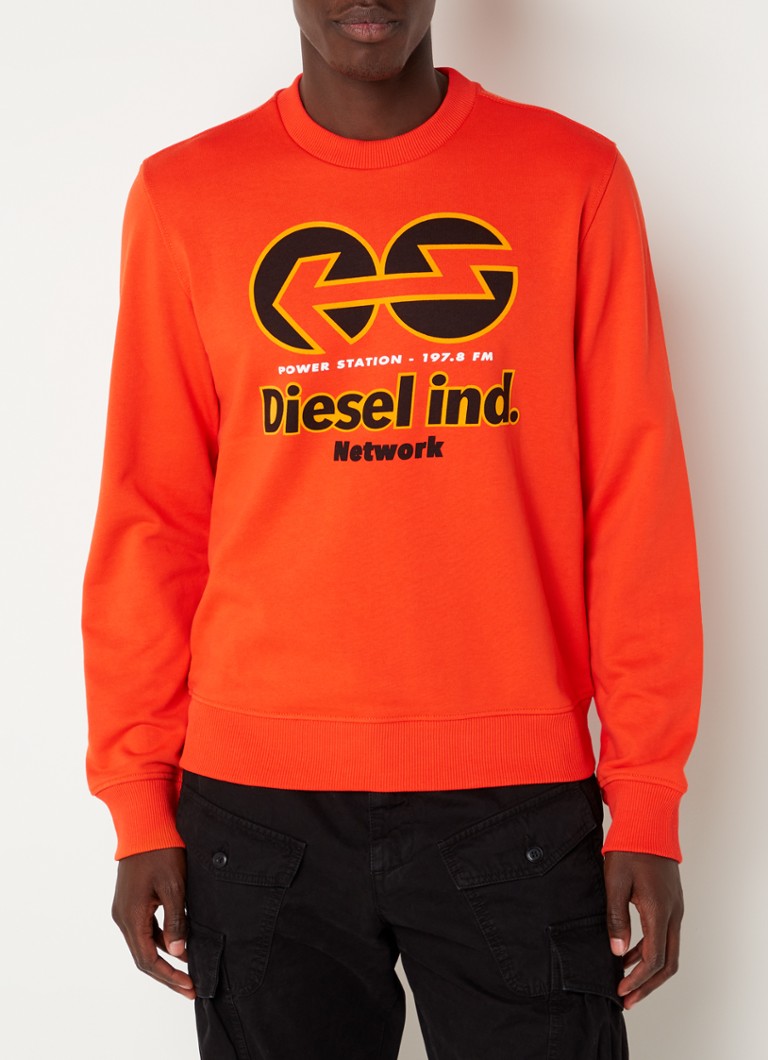 Diesel Ginn sweater met logoprint • Oranje • de Bijenkorf