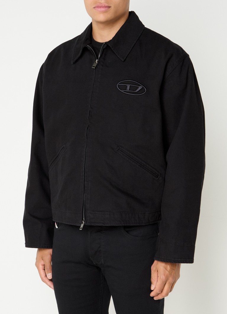 Diesel J-Taylor-Bleach jack van denim met logo- en backprint • Zwart • de Bijenkorf