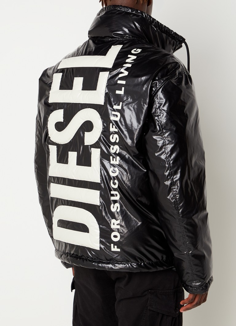 Diesel Jupiter reversible puffer jack logo- en backprint • Diepzwart ...