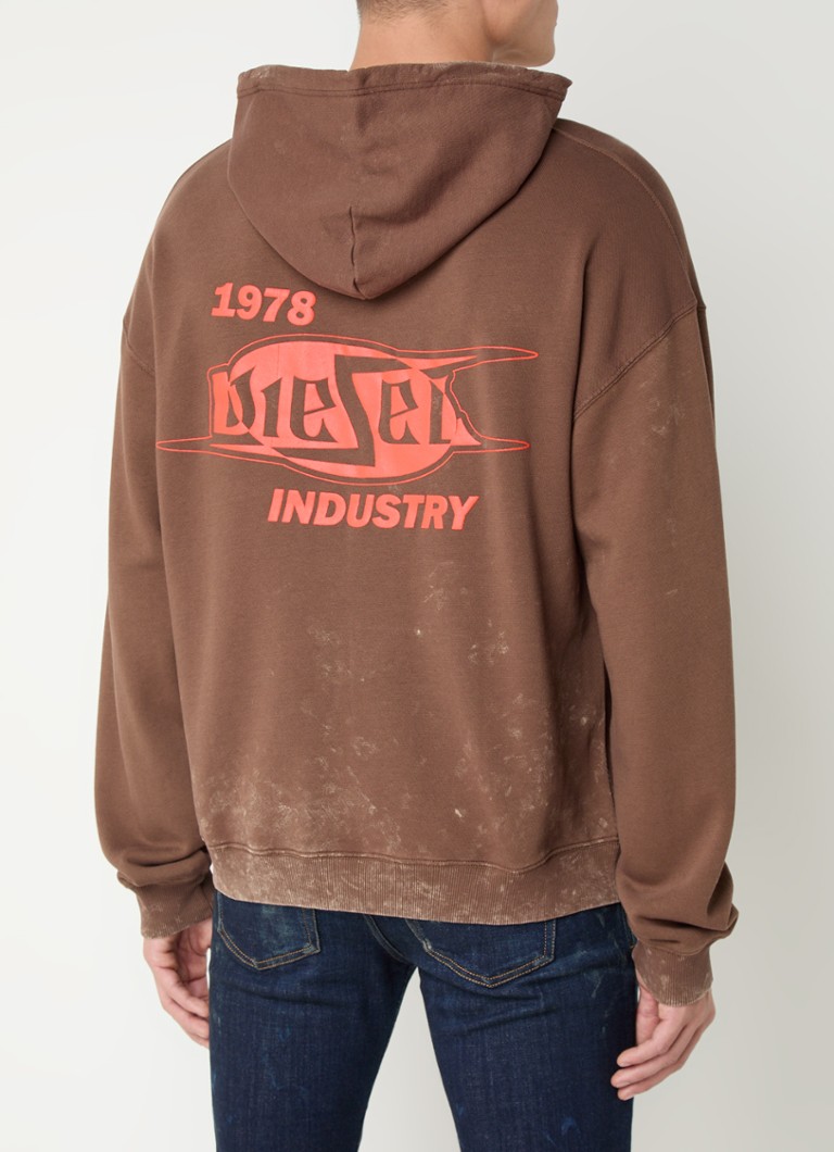 Diesel S-boxt hoodie met logo- en backprint • Bruin • de Bijenkorf