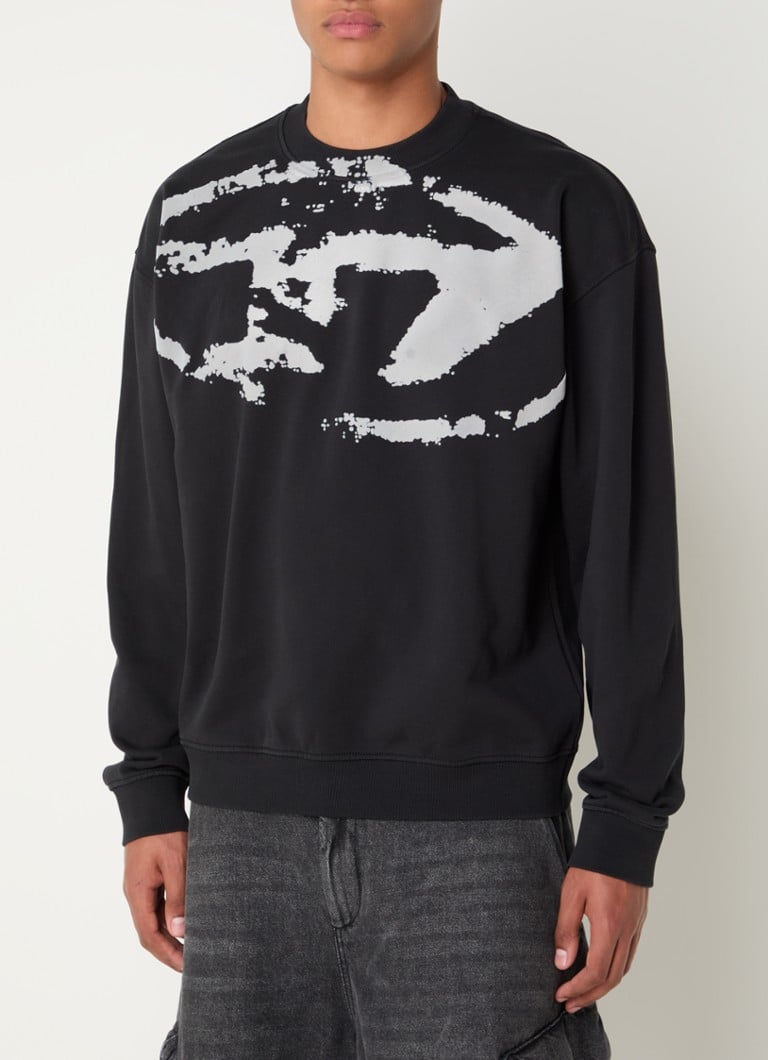 Diesel S-boxt sweater met logoprint • Zwart • de Bijenkorf