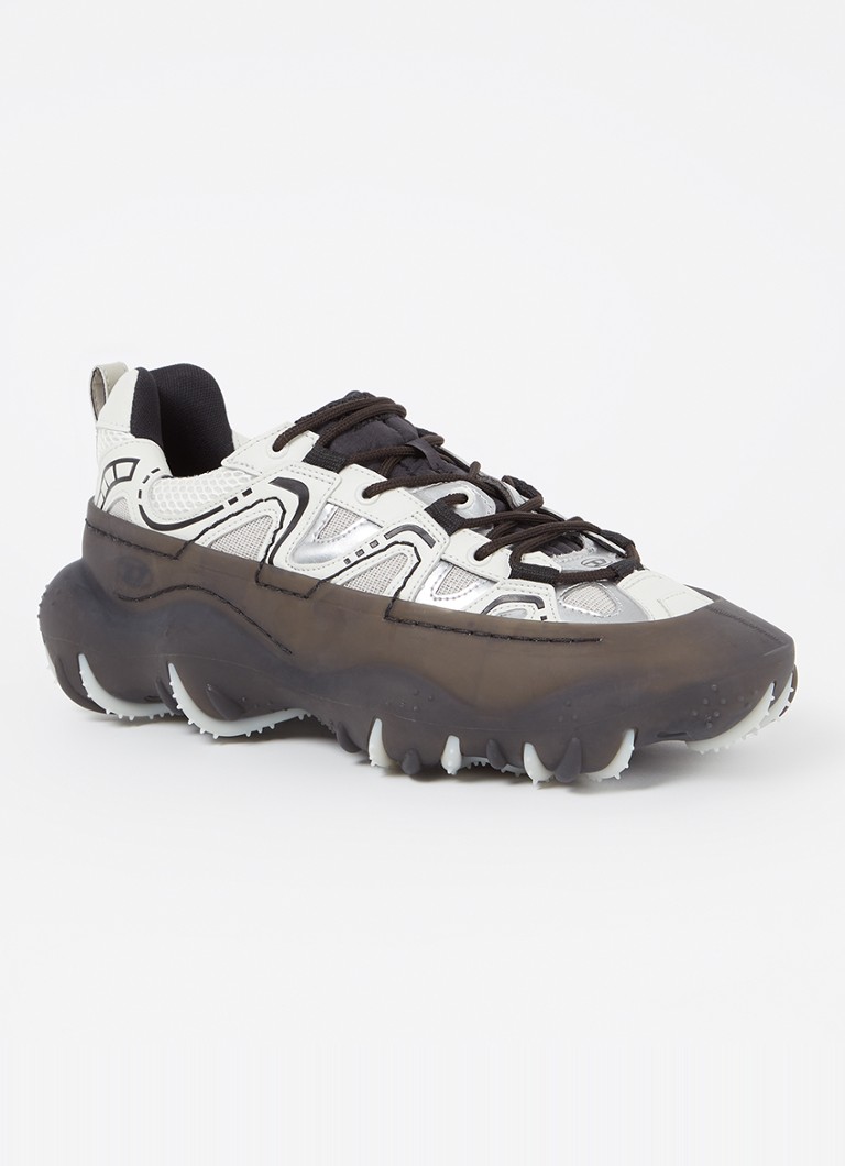 Diesel S-prototype P1 sneaker met kalfsleren details • Taupe • de Bijenkorf