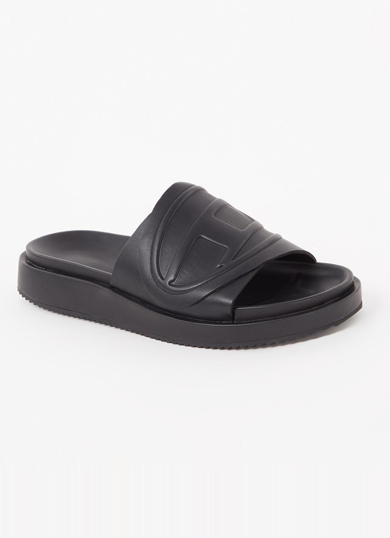 Diesel Sa-Slide D Oval slipper met logo • Zwart • de Bijenkorf
