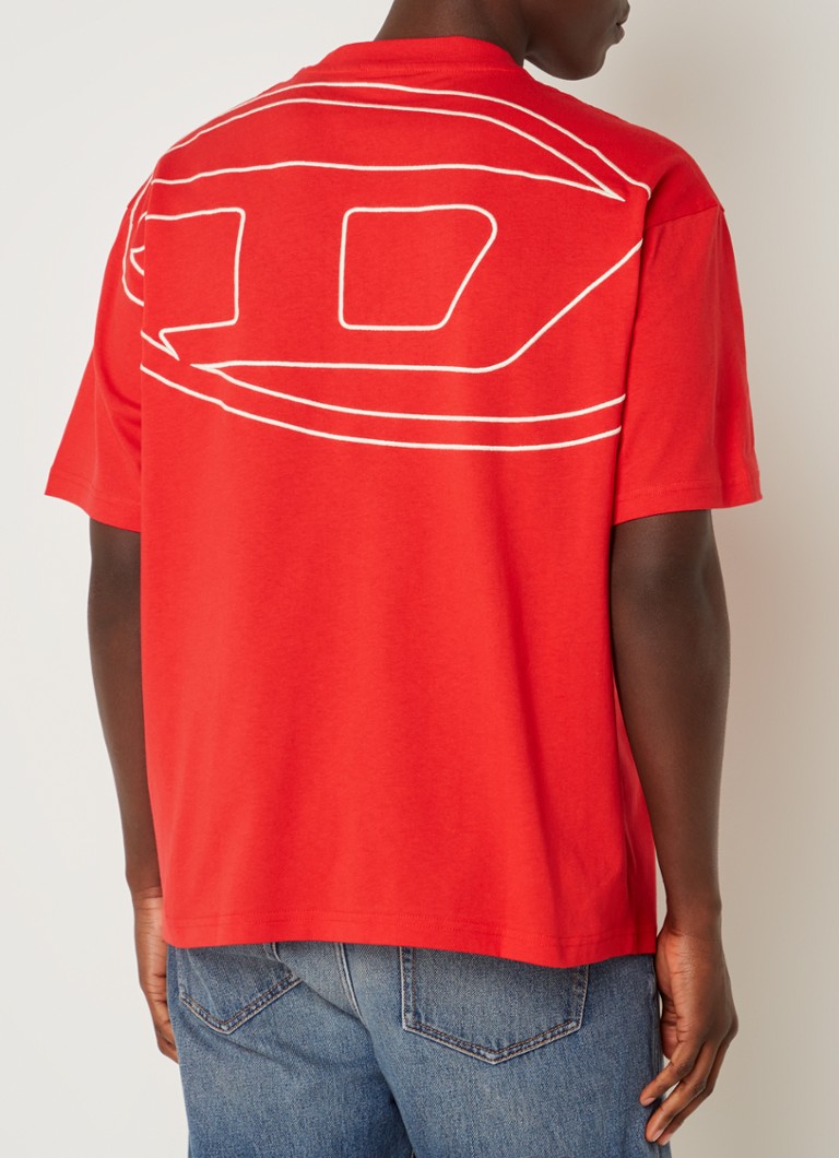 Diesel T-Boggy-Megoval T-shirt met backprint • Rood • de Bijenkorf