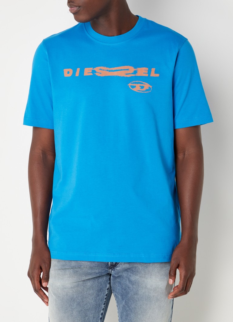 Diesel T-just-G9 T-shirt met logo- en backprint • Blauw • de Bijenkorf
