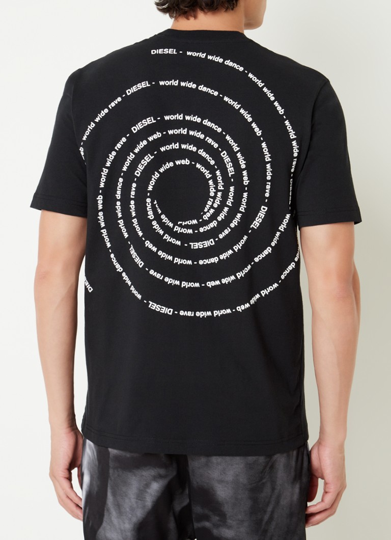 Diesel T-JUST-L8 T-shirt met logo- en backprint • Zwart • de Bijenkorf