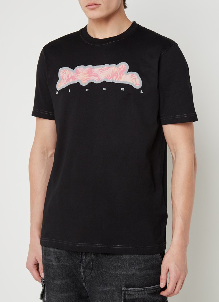 Diesel T-Just-N T-shirt met logo • Zwart • de Bijenkorf