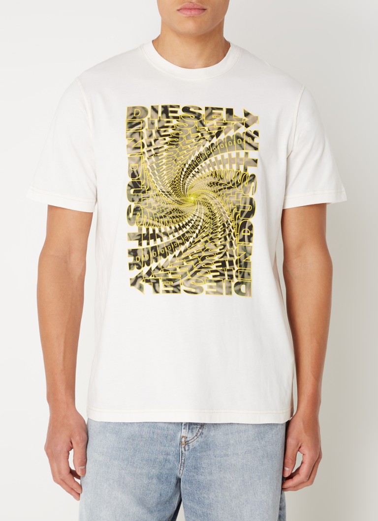 Diesel T-just T-shirt met logoprint • Gebroken wit • de Bijenkorf