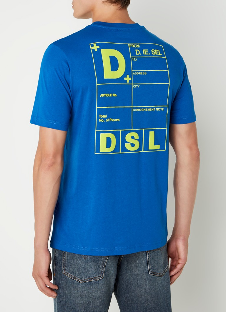 Diesel T-shirt met logo- en backprint • Blauw • de Bijenkorf