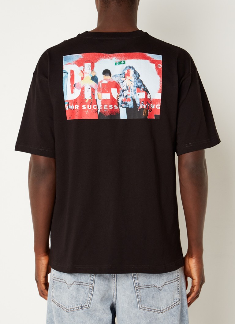 Diesel T-shirt met logo- en backprint • Zwart • de Bijenkorf