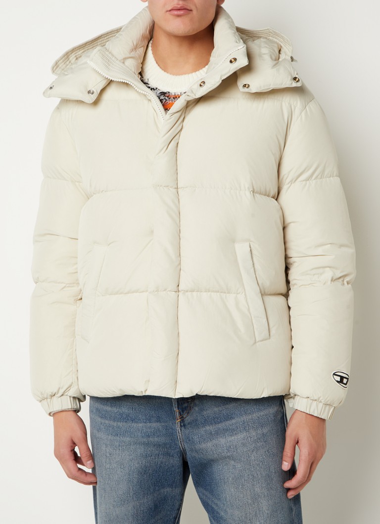Diesel W-Rolf-Nw puffer jack met donsvulling en afneembare capuchon ...