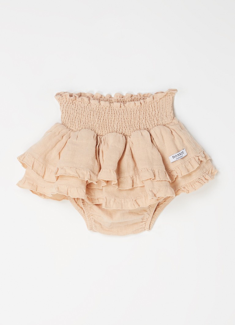 Donsje Amsterdam Viabi bloomer van linnen met volant • Perzikroze • de ...