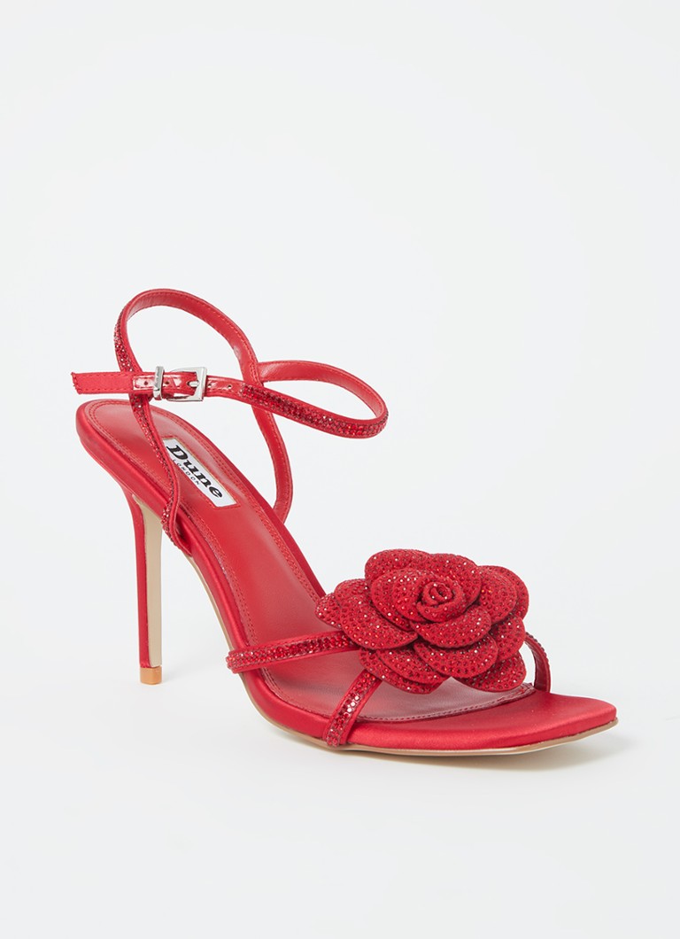 Dune London Medallion sandalette van satijn met strass • Rood • de ...