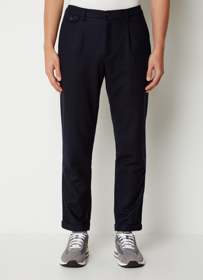 Edmmond Studios Jack slim fit chino in wolblend met steekzakken • Blauw ...