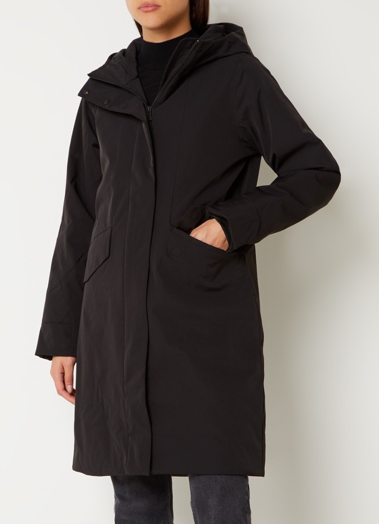 Elvine Sigrid gewatteerde jas met capuchon en klepzakken • Zwart • de Bijenkorf