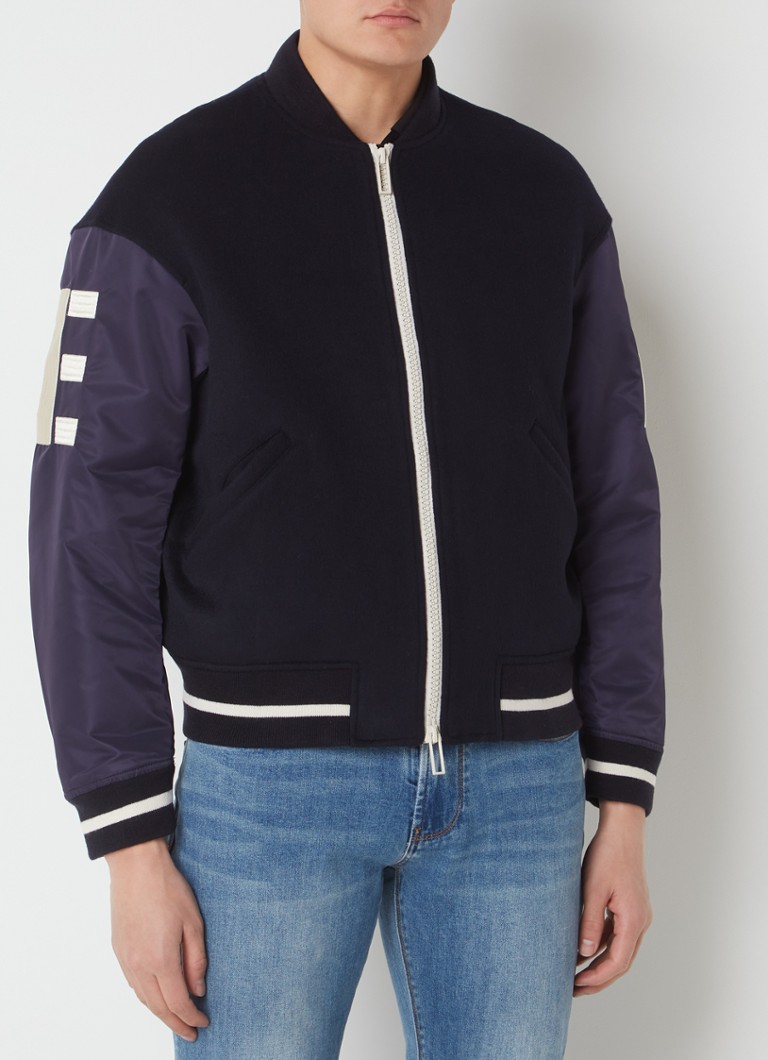 Emporio Armani Blouson baseball jack in wolblend met logoborduring ...