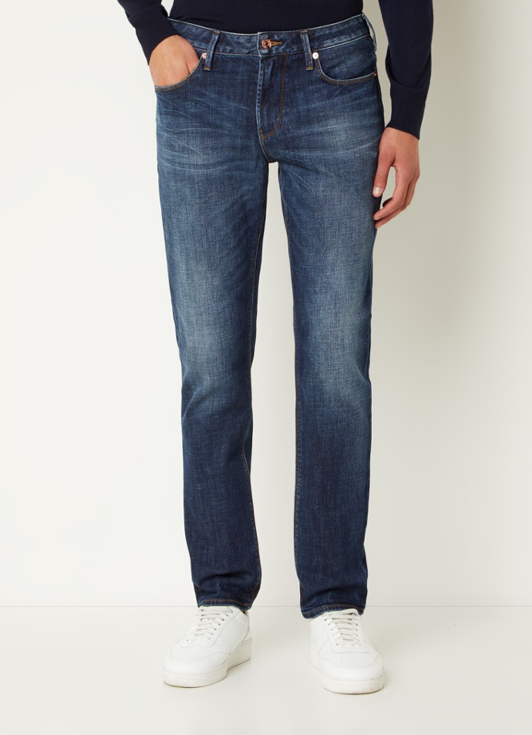Emporio Armani Slim fit jeans met donkere wassing • Indigo • de Bijenkorf
