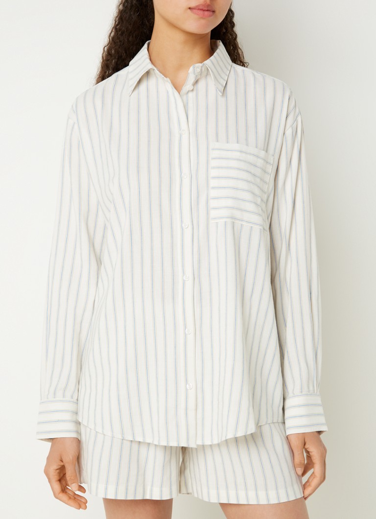 Envii Encala blouse in linnenblend met streepprint • Creme • de Bijenkorf