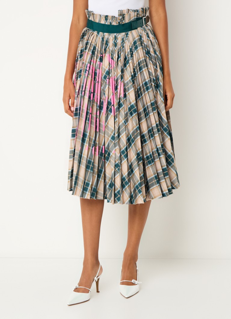 Essentiel Antwerp Godess midi rok met ruitdessin • Beige • de Bijenkorf