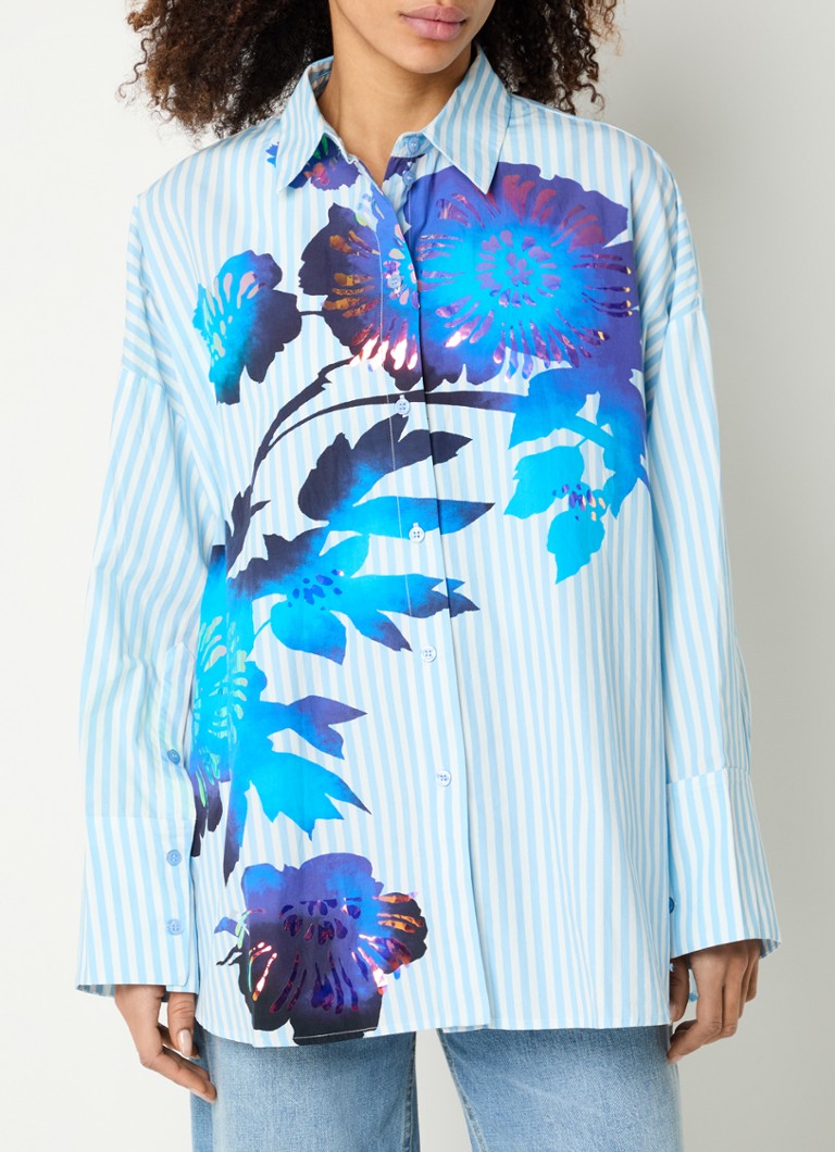 Essentiel Antwerp Hibra oversized blouse met bloemenprint • Lichtblauw ...