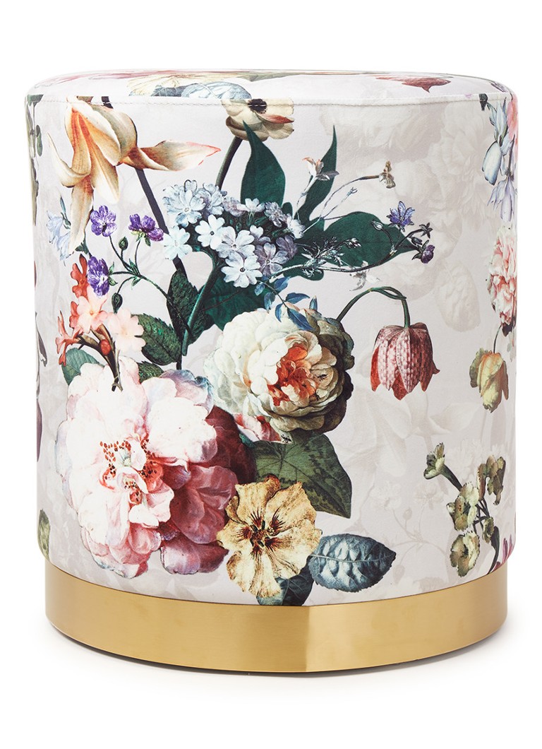 Essenza Fleur poef met bloemenprint • Lichtgrijs • de Bijenkorf