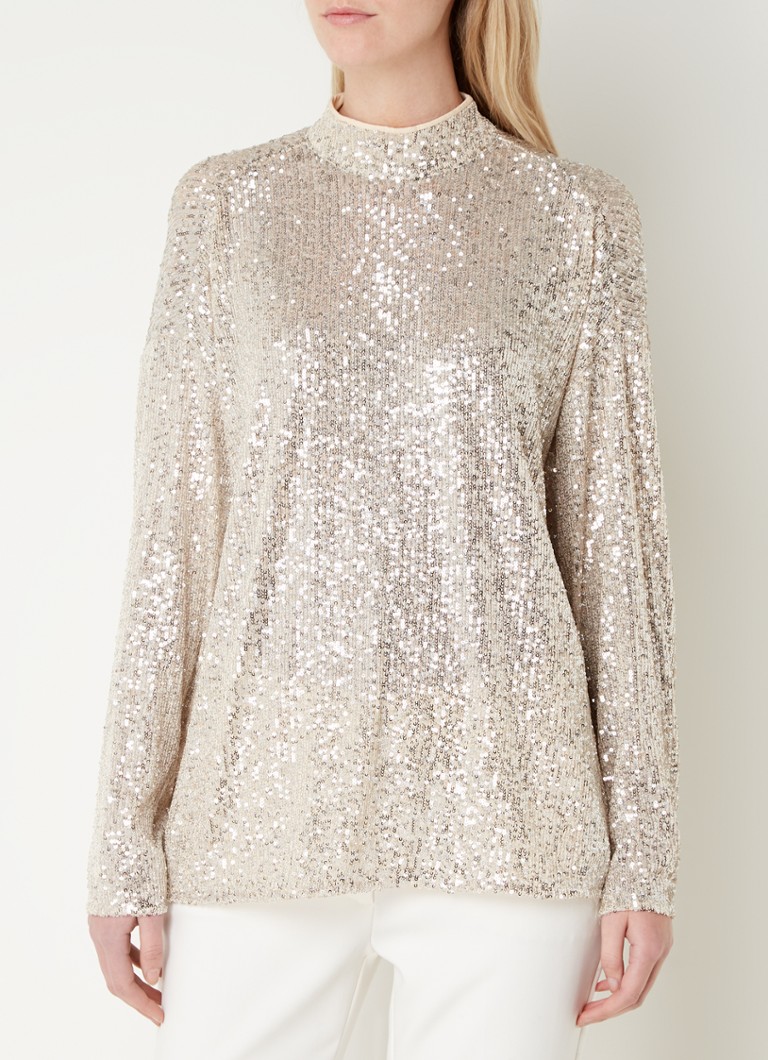 Expresso Tuniek met pailletten en opstaande kraag • Zilver • de Bijenkorf