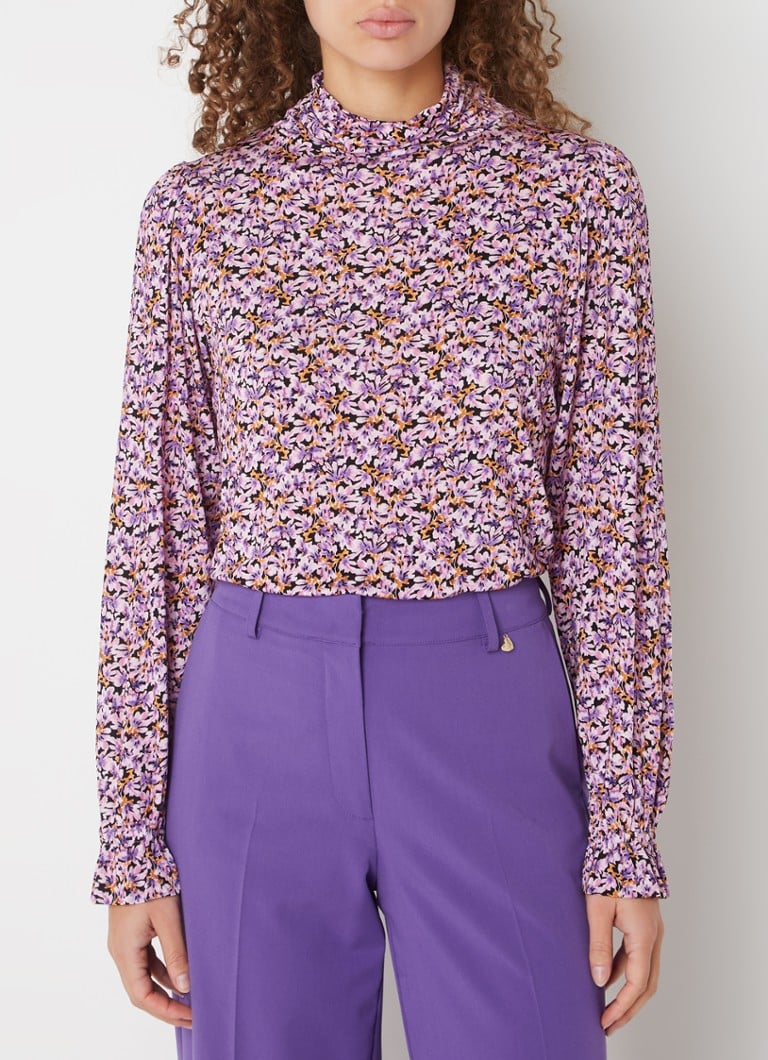 Fabienne Chapot Billy top met col en print • Lila • de Bijenkorf