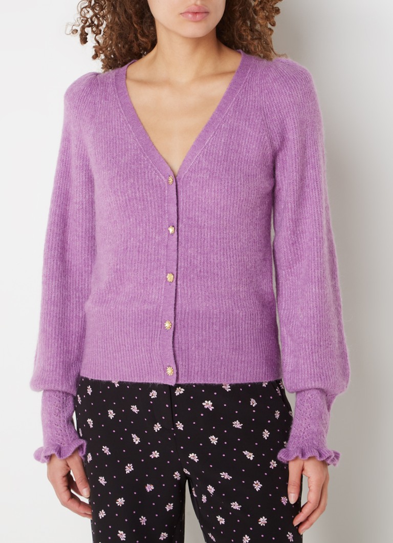 Fabienne Chapot Jessica fijngebreid vest in alpaca wolblend met pofmouw ...