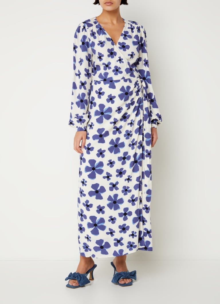 Fabienne Chapot Nia maxi wikkeljurk met bloemenprint • Blauw • de Bijenkorf