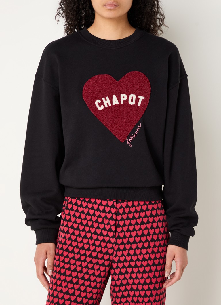 Fabienne Chapot Sweater met logoborduring • Zwart • de Bijenkorf